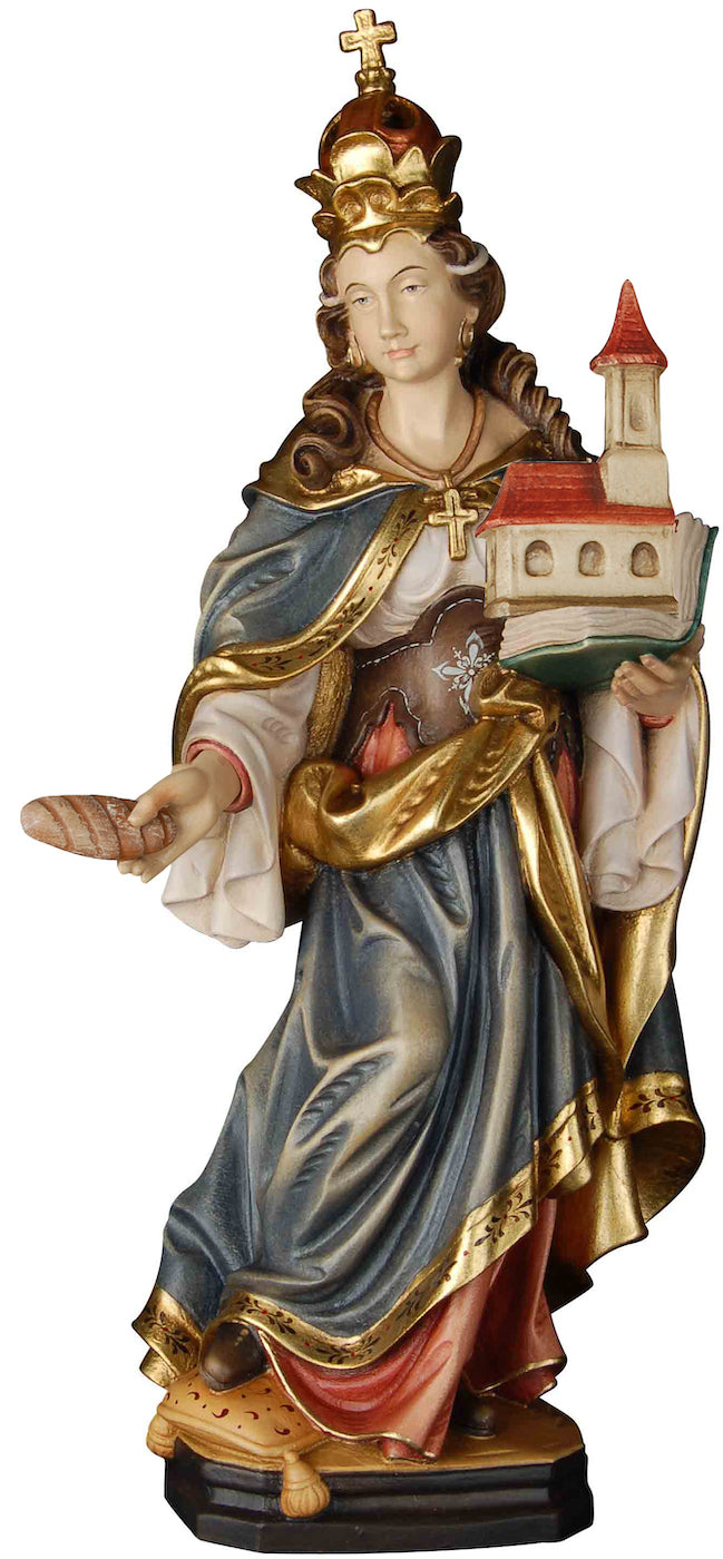 Saint Mechthild with Bread and Church Figurine – Italian Wood Carvings