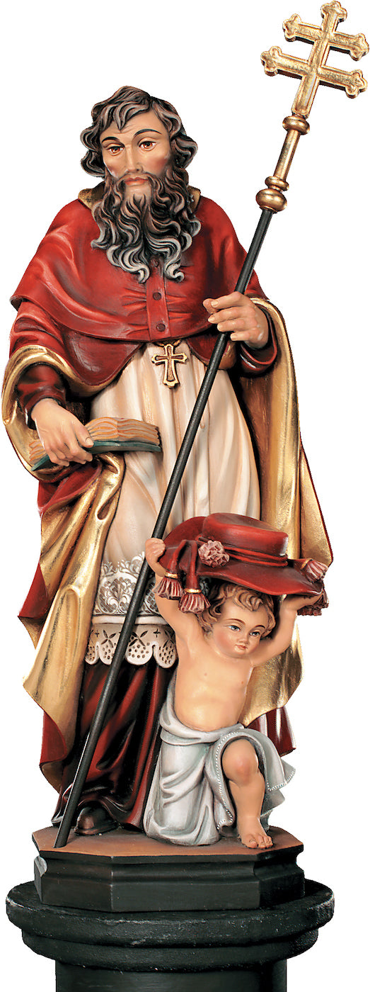 Saint Cardinal with Angel Figurine – Italian Wood Carvings