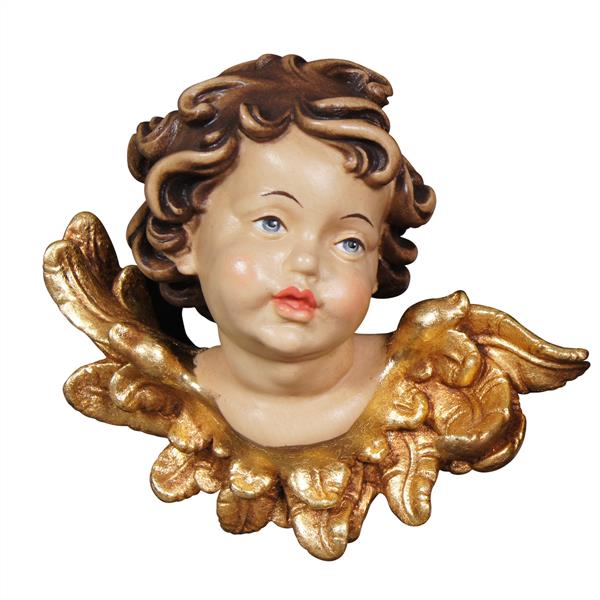 Leonardo Angel Head Wall Sculpture - looking left – Italian Wood Carvings
