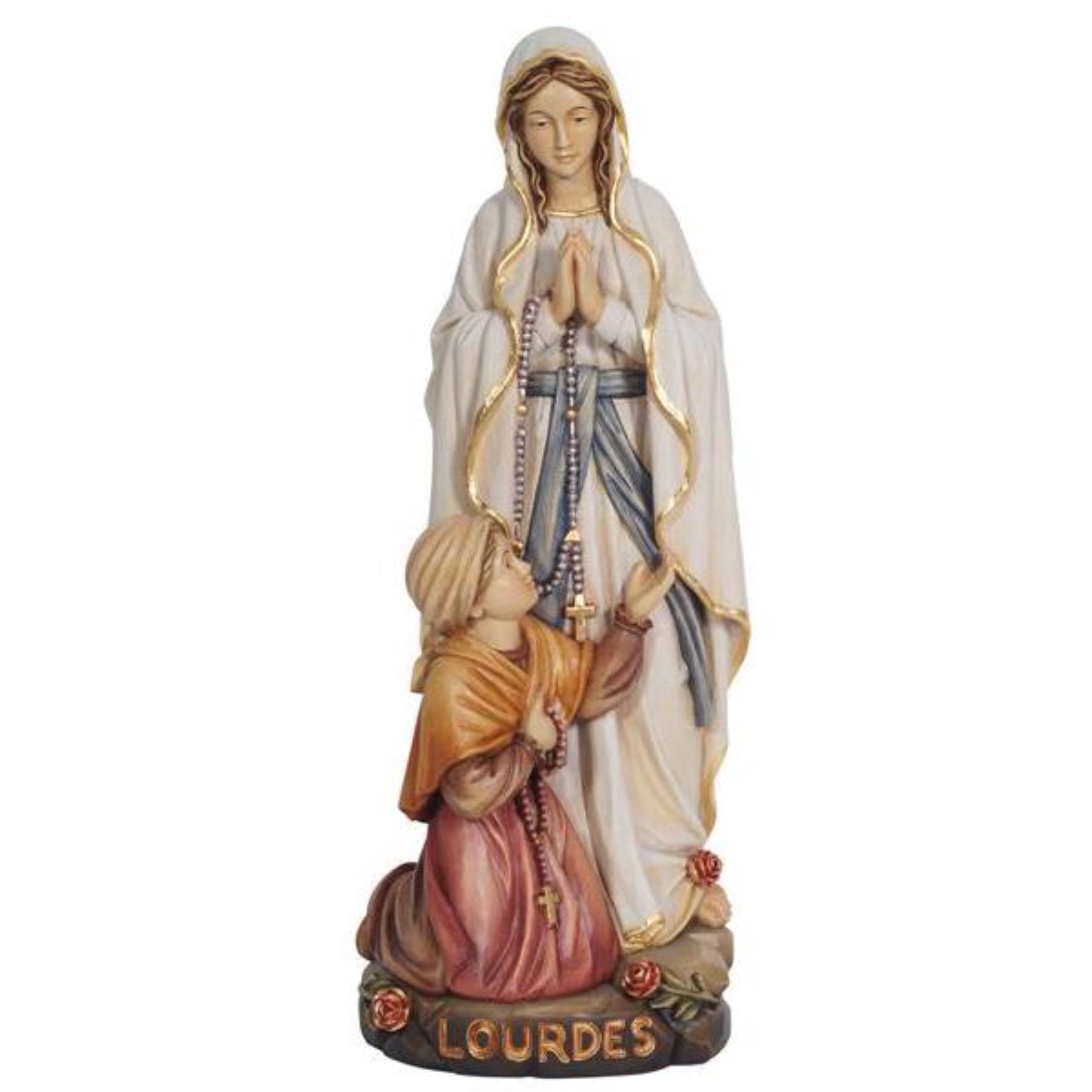 Our Lady of Lourdes with Bernadette (Model II) – Italian Wood Carvings