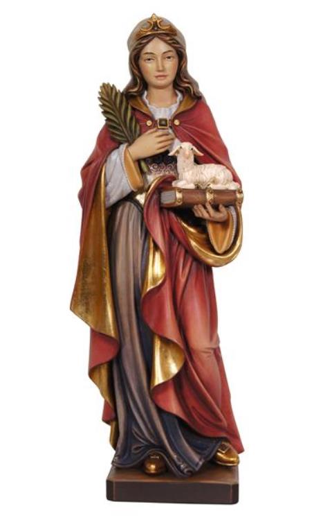 Saint St Agnes with Lamb Statue – Italian Wood Carvings